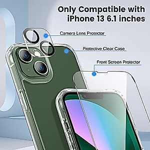 Maxdara [3 in 1 for iPhone 13 Case Clear, with Tempered Glass Screen Protectors + Camera Lens Protectors Slim Thin Shockproof Case for iPhone 13 6.1 Inch