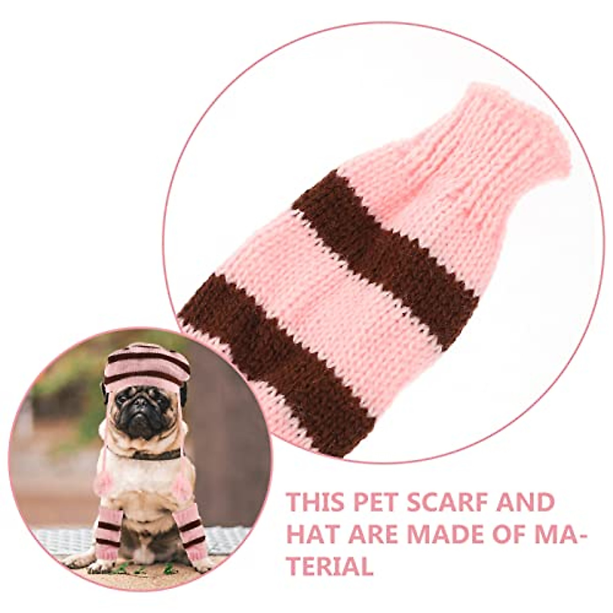 Balacoo Winter Dog Knitted Scarf Hat Set Dog Warmers Set Pet Winter Costume Doggie Winter Outfits for Dog Cat