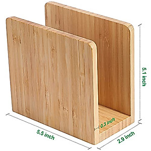 MaxGear Napkin Holder Bamboo Napkin Holders for Tables, Tabletop Freestanding Tissue Dispenser,Wooden Napkin Holder Dispenser Stand,Napkin Holder Organizer for Kitchen Restaurant Home Decor 1Pack