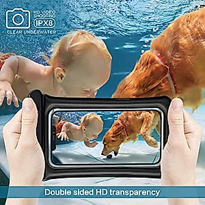 Universal Waterproof Phone Pouch,Floatable Waterproof Phone Pouch Compatible for iPhone 13 12 11 Pro Max XS Max XR X 8 7 Samsung Galaxy s10/s9 Up to 7.0", IPX8 Cell Phone Dry Bag -2 Pack Black+Blue