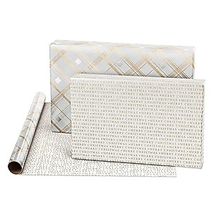 American Greetings 80 sq. ft. Gold Wrapping Paper Bundle (Snowflakes) for Christmas, New Years, and All Holidays (4 Rolls 30 in. x 8 ft.)