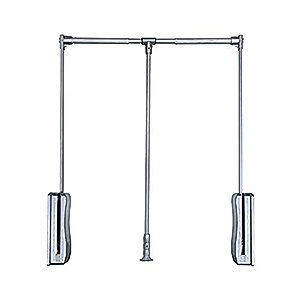 Aluminum Liftable Wardrobe Clothes Rail, Adjustable Width Hanger, Soft Reset, Space Saving, Silver, Bearing 30kg (Size : 450-600mm)