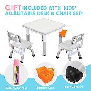 JIAOQIU Adjustable Kids Table and Chairs Set Toddler Table and Chairs Kids Table and Chair Set Kids Table and Chair Set 5-8 Year Old Toddler Table and Chair Set with Non-Slip Table Legs&Organizer