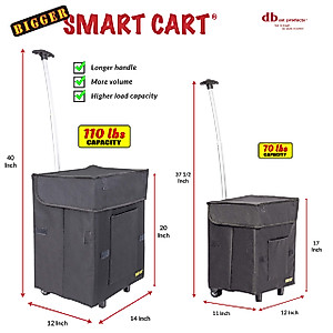 dbest products Bigger Smart Cart, Black Collapsible Rolling Utility Cart Basket Grocery Shopping Teacher Hobby Craft Art
