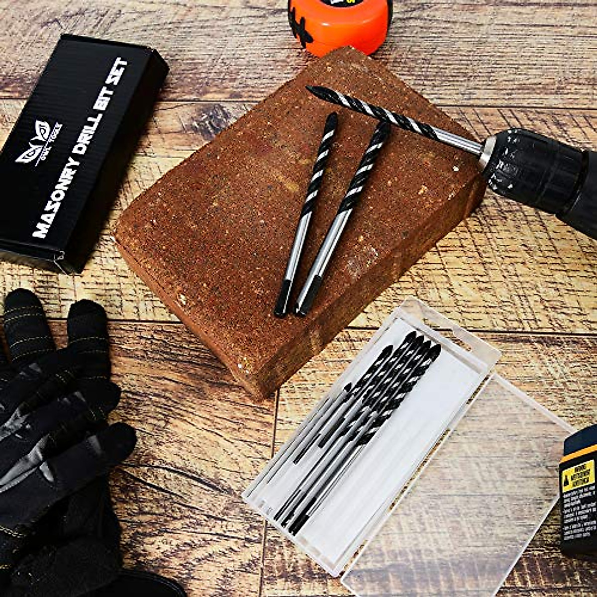 Masonry & Concrete Drill Bit Set (10 Pack in 1/8", 1/4", 5/16", 3/8", and 1/2") Carbide Tipped to Easily Cut Through Brick, Cement, Ceramic Pots, Stucco, Cinderblock, & More