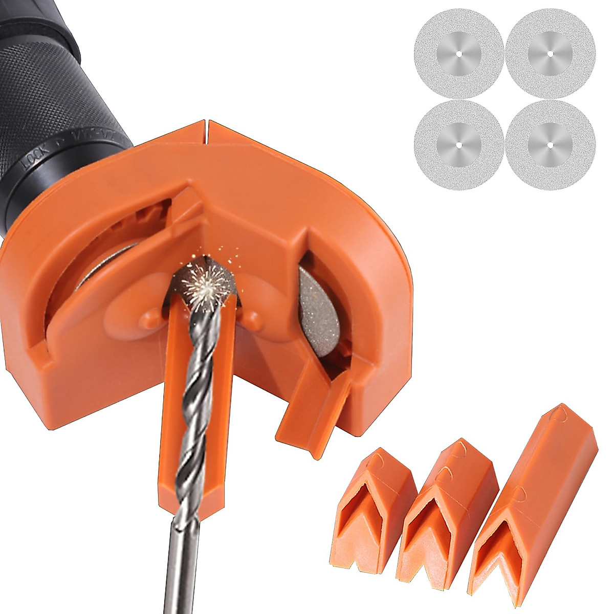 Multipurpose Drill Bit Sharpener for All Bits Mill Drill Machine Blade Sharpening Tool with 4 Grinding Wheels Completed in 5 Seconds