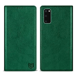 ZZXX for Samsung Galaxy S20 Wallet Case with [RFID Blocking] Card Slot Stand Strong Magnetic Leather Flip Fold Protective Phone Case for Samsung Galaxy S20 Case Wallet(Green-6.2 inch)