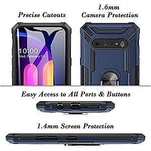Sitikai Compatible with LG V60 ThinQ/LG V60 Case [Military Grade Drop Protection] with Metal Rotating Ring Holder Magnetic Kickstand Hard PC Protective Bumper Rugged Anti-Scratch Shockproof Blue