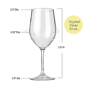 Lily's Home Unbreakable Chardonnay White Wine Glasses, Made of Shatterproof Tritan Plastic, For Indoor and Outdoor Use, Reusable and Dishwasher-Safe, Crystal Clear. 12 oz. Each, Set of 2