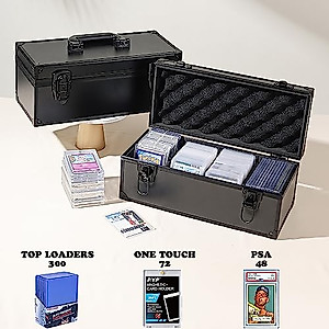 Azamou Toploaders Storage Box fits 3" x 4" 35pt Rigid Card,Trading Cards, Sports Cards，Graded Card ， with3 Sponge partition (Holds 300 Toploaders) Also compatible PSA BGS Rating card