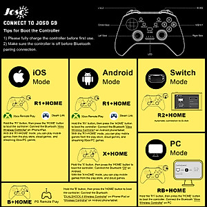 Joso Wireless Mobile Gaming Controller for iPhone, Android, iPad, Tablet, PC, Phone Controller with Phone Clip Supports Cloud Game, COD Mobile, Genshin Immpact, Remote Player Gamepad