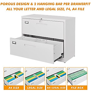 STANI Lateral File Cabinets with Lock, Filing Cabinet, 2 Drawer Lateral File Cabinet with Lock, Metal Lateral File Cabinet for Home and Office, Assembly Required