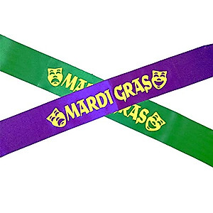 Mardi GRAS Sash Satin Belt Green Purple Sashes for Mardi Gras Carnival Parade JHMG03 (2 Pcs-Green Purple)
