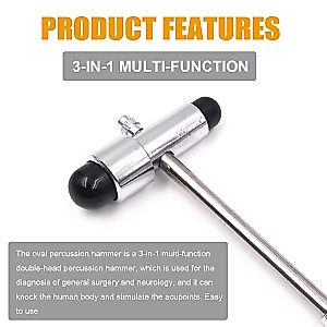 FLYH Buck Neurological Hammer, Tromner Reflex Hammer with Needle and Brush, for Neurologic Reflex Diagnosis and Testing