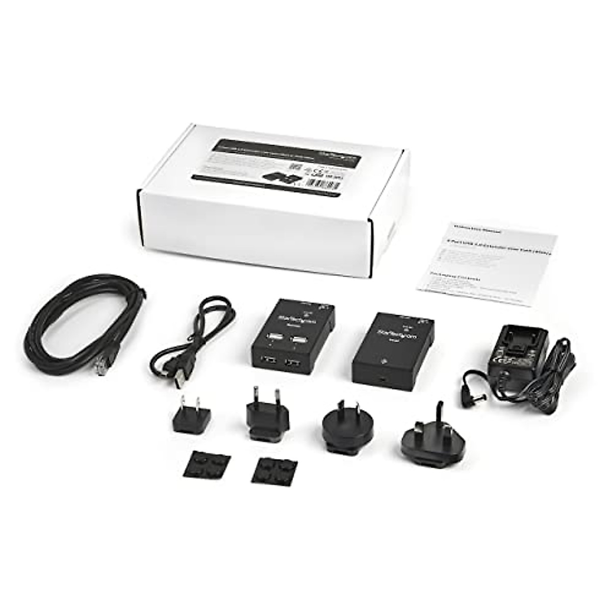 StarTech.com 4-Port USB 2.0 Extender - 130ft (40m) USB Over Cat5/Cat6 Extender - Compact USB 2.0 Over Ethernet Extender, TAA (USB2004EXTV)