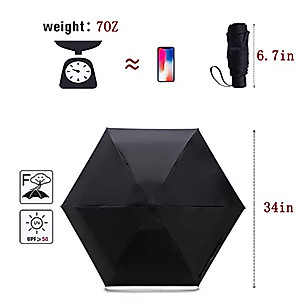Allfourior Small Mini Travel Umbrella Compact Lightweight Portable Parasol Outdoor Sun&Rain Umbrellas