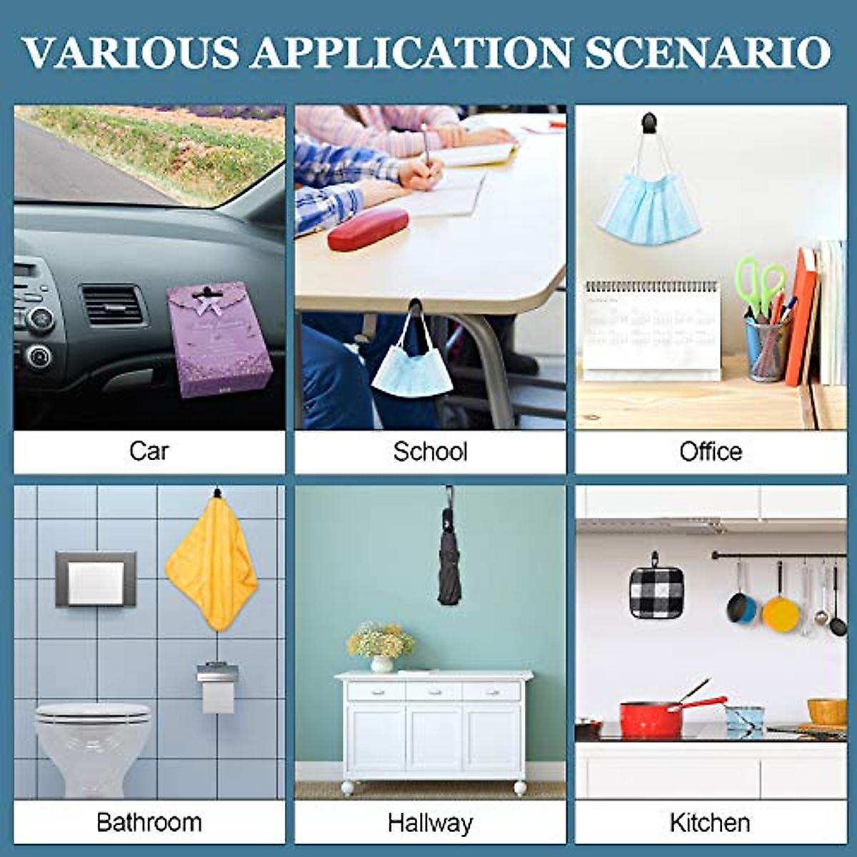 Frienda 15 Pieces Car Black Sticky Hooks Multifunctional Vehicle Adhesive Hooks Hanging Car Storage Hooks for Key USB Cable Earphone Cable Holder Vehicle Decor