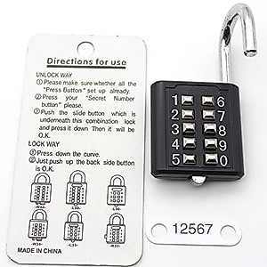 zeng Padlock - Digits Combination Lock,Button Combination Security Padlock Digital Lock, for Gym or Sports Locker, case, Toolbox, Fence, hasp Cabinet (Black)