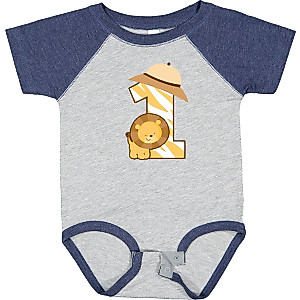 inktastic Safari 1st Birthday Jungle Animal 1 Year Old Baby Bodysuit 24 Months Heather and Navy 1b52d