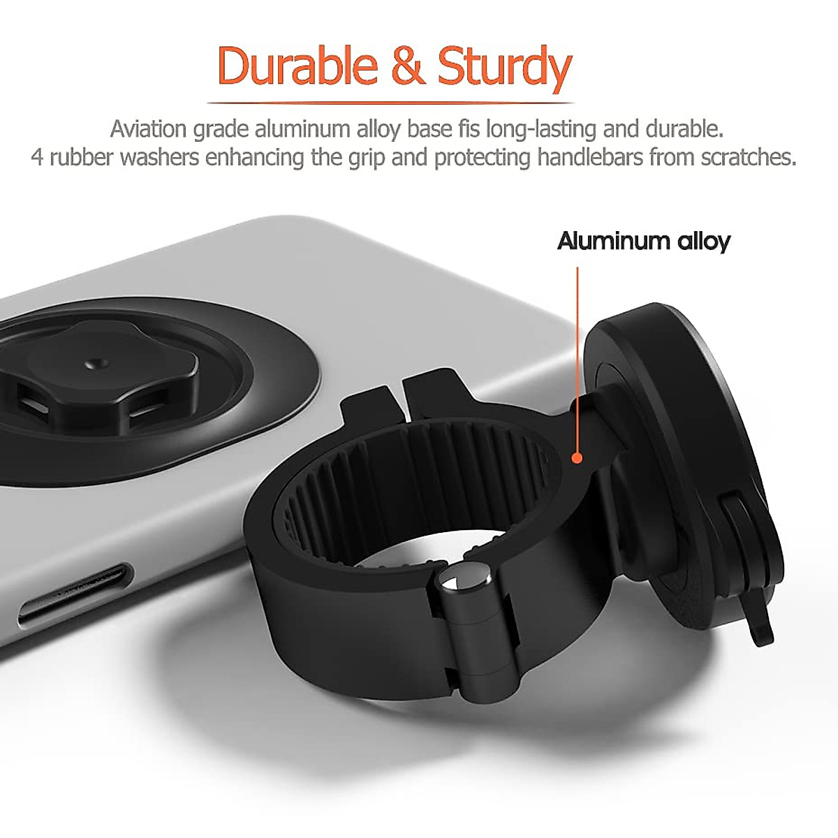 CQ Mountain Bike Phone Mount, Sincetop Bike Phone Holder for Bike Stem/Motorcycle Handlebar, 1s Lock/Detach Aluminum Scooter/MTB/Bicycle Cell Phone Holder Clip for iPhone & All 4.5"-7" Smartphones