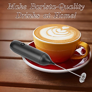 FYY Milk Frother Handheld, Electric Foam Maker with Stainless Steel Whisk, Rechargeable Frother Drink Mixer with USB-C Cable for Coffee, Lattes, Cappuccino, Frappe, Matcha, Hot Chocolate,-Black