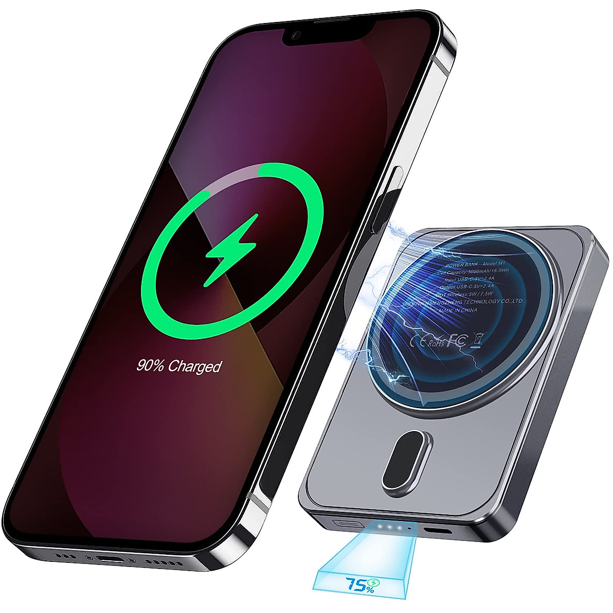 Magnetic Portable Charger, 2024 'Mecha' 5000mAh Wireless Power Bank, PD 22.5w 2.5 Hours Fast Charging, Stronger Magnet Stick, Mini Mag-Safe Battery Pack USB-C Compatible with iPhone 15/14/13/12 Series