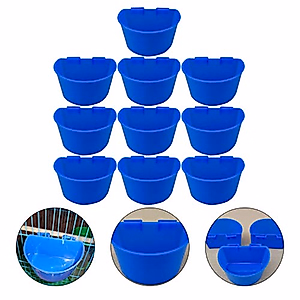 DOITOOL Rabbit Water Dispenser 10pcs Thicken Bird Food Feeder Water Feeder, Universal Plastic Hanging Bowl Cups for Pigeon Poultry Roosters Parakeet, 4. 32 X 2. 91 Bunny Feeder