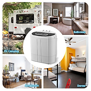 OUTGAVA 15lbs Twin Tub Portable Washer, Washing Machine w/Washer and Spinner Combo,Gravity Drain,Semi-Automatic Laundry Machine,Compact washer for Dormitory, College, RV, Camping,Black