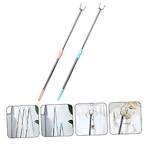 GANAZONO 6 Pcs Clothes Pole Retractil De Stainless Steel Retractable Clothesline Boot Stand Outdoor Clothes Hook Pole Closet Stick for Hanging Clothes Telescoping Reach Stick