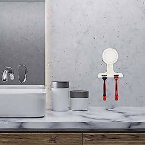 Beavorty 2pcs Suction Razor Hanger Suction Cup Wall Hanger Plug Hooks Bathroom Shower Hooks Toothbrush Wall Holder Wall Hanging Hooks Shaving Brush Holder White Abs Old Fashioned Coat Hook