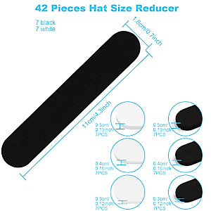 PHSZZ 42 PCS Hat Size Reducer, Foam Hat Sizing Tape, Filler Sizer Reducer Insert Adhesive for Hats Cap Sweatband, 3 sizes (3mm 4mm 5mm Black and White)