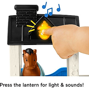 Fisher-Price Little People Toddler Toy Horse Stable Playset with Lights Sounds & Figure for Preschool Pretend Play Kids Ages 1+ Years