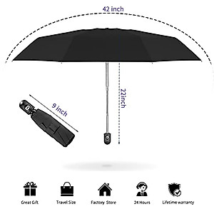 SIEPASA Automatic Travel Compact Umbrella-Small Folding Compact Travel Umbrellas for Rain, Lightweight Small Portable Umbrella, Small Sun & Rain Windproof Umbrella, Gifts for Girls Women Tennagers.(Black)