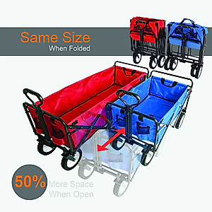 Mac Sports WTCX-201 Extended Collapsible Folding Outdoor Utility Wagon, Red