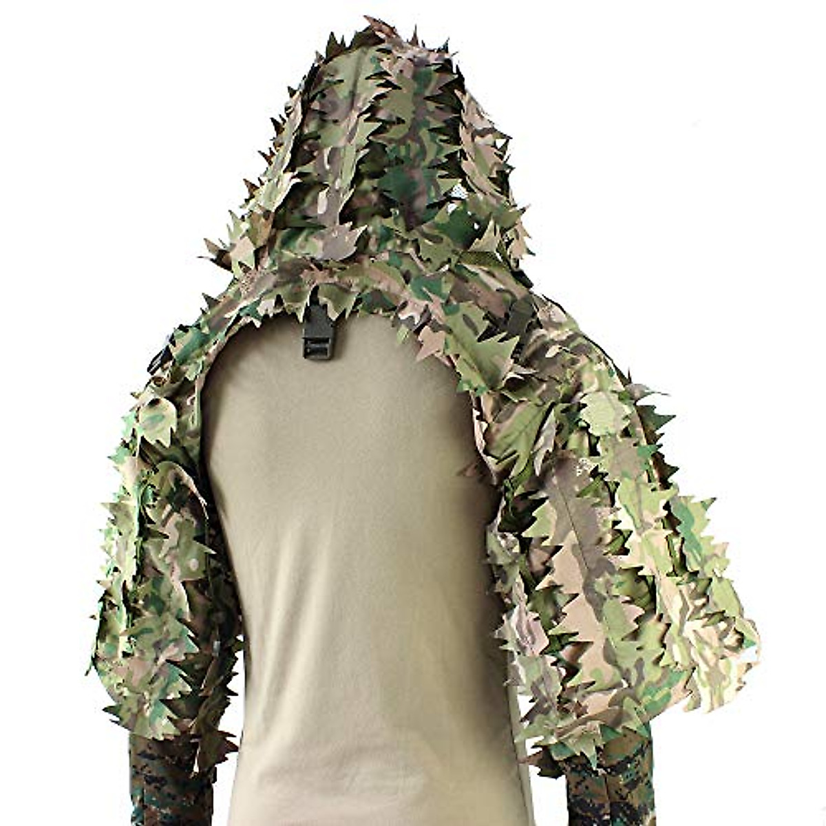 ROCOTACTICAL Sniper Ghillie Viper Hood with 3D Laser-Cut Leaves, Tactical Ghillie Suit Foundation for Wargame, Hunting, Airsoft, Sniper Coat, CP Multicam