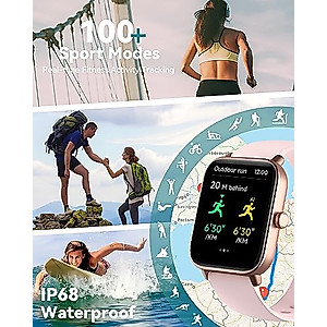 Smart Watch for Women, 1.8 Inch Fitness Watch with Bluetooth Call/Alexa Voice for Android iPhone, Activity Tracker with 100+ Sports, Steps/Calorie/SpO2/Heart Rate/Sleep Monitor, IP68 Waterproof