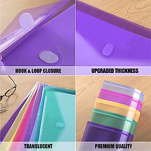 Sooez 32 Pack Plastic Envelopes Poly Envelopes, Clear Document Folders Plastic File Folders US Letter A4 Size File Envelopes, Waterproof Envelope Folders with Closure, Assorted Color