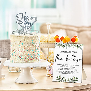 Cool Baby Shower Games Baby Shower Game Sign a Message from The Bump Wooden Game Sign Greenery Baby Shower Games Tabletop Decor for Baby Shower Gender Reveal Party Decoration, 11.2 x 8.66 Inches