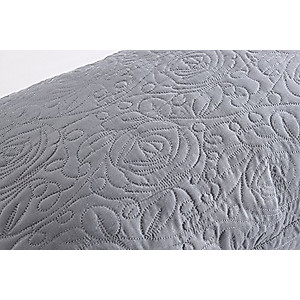 MarCielo 2-Piece Embroidered Pillow Shams, Decorative Microfiber Pillow Shams Set Standard Size Grey