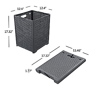 Teyyvn 2-Pack 42 L Plastic Collapsible Laundry Hamper, Folding Storage Basket, Gray, F