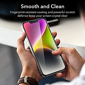 ESR Armorite Screen Protector Compatible with iPhone 14, iPhone 13 and iPhone 13 Pro, Ultra-Tough Tempered-Glass, Easy Installation Frame, 2 Pack