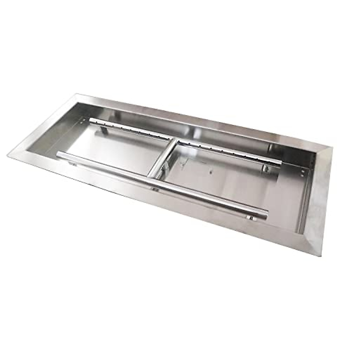 Shengyongh SS030 (1-Pack) 30 x 10 inch Rect Drop-in Fire Pit Pan H-Burner Installed, 125,000 BTU Max