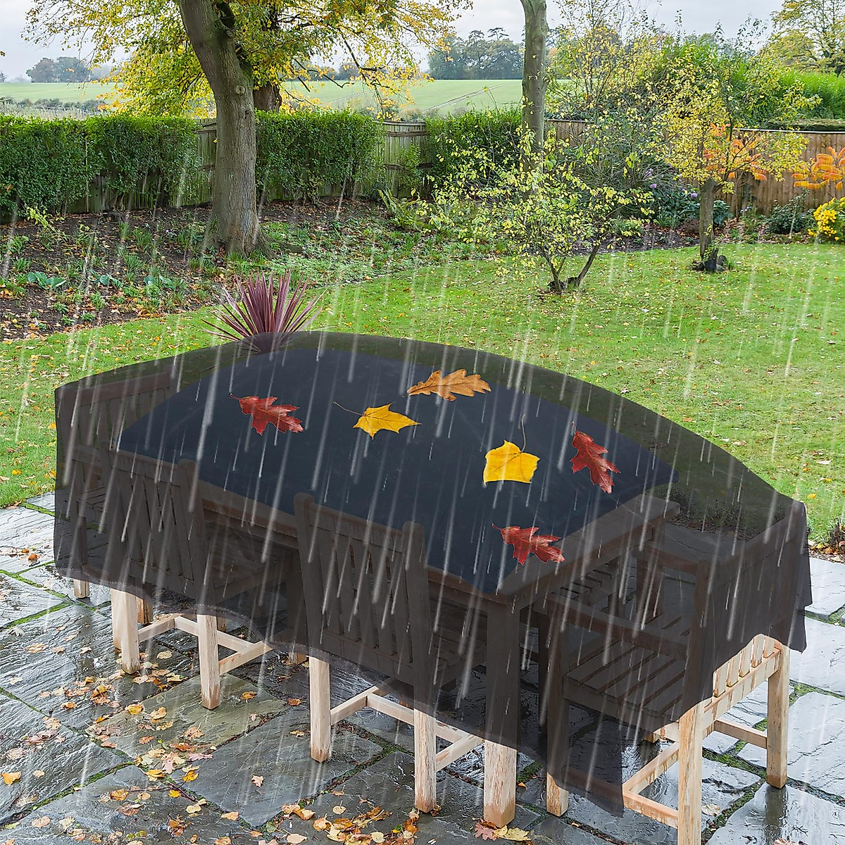 ShinyRelief 7 x 4 ft Rectangle Airbag Extra Large Patio Furniture Cover Airbag Reusable Weather Resistant Picnic Table Airbag with Ropes and Patches for Outdoor Furniture