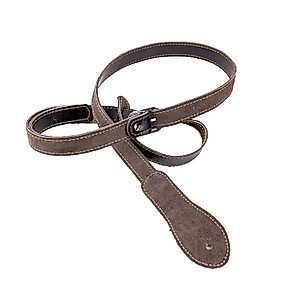 Walker & Williams M-78-BRN Soft Brown Premium Thick Grain Leather Adjustable Mandolin, Mandola, Bouzouki Strap