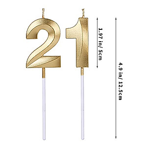 Gold 21st & 12th Birthday Candles for Cakes, Number 21 12 1 2 Glitter Candle Cake Topper for Party Anniversary Wedding Celebration Decoration