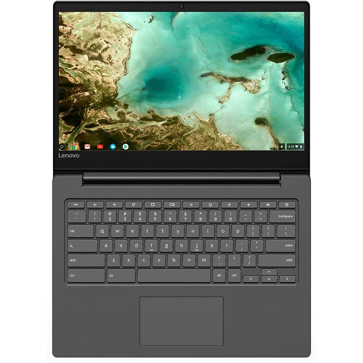 Lenovo 14 inch HD Premium Chromebook with 32GB MicroSD Card | Mediatek Quad-core Processor | 4GB RAM | 32GB eMMC | Wireless-AC | USB-C | HDMI | Webcam | Bluetooth | Chrome OS | Black