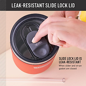 THERMOS Stainless Steel Cup Holder Mug - 40 Ounce, Crimson - Insulated Tumbler with Lid and Straw, Plus Leak-Resistant Slide Lock