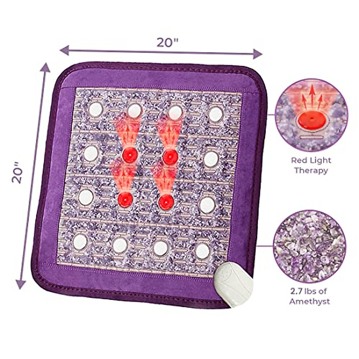 Crystal Heating Pad Mat | Bio Amethyst & Ceramic Tourmaline | Far Infrared Heating Pads | Small Travel | Negative Ions | 108-Day Risk-Free Guarantee | Sparkle Mats