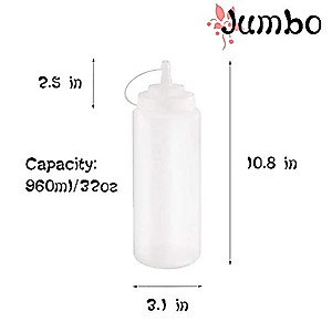 Zddaoole 4 Pack 32oz Plastic Squeeze Bottles,1000ml Condiment Squeeze Bottles with Twist On Cap Lids,Perfect for Ketchup, BBQ, Sauces, Syrup, Condiments, Dressings, Arts and Crafts