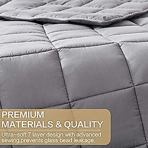 LIANLAM Weighted Blanket (20 lbs, 48"x72", Grey), Cooling Weighted Blanket for Adults, 100% Natural Cotton Material with Premium Glass Beads